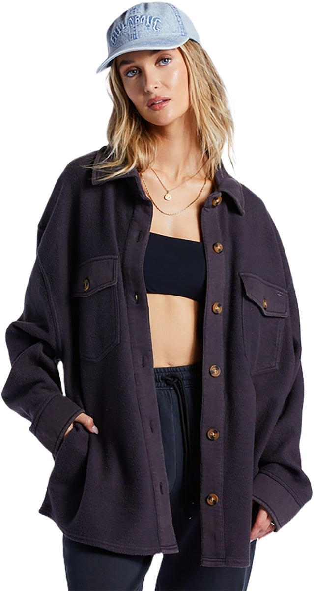 Billabong Anytime Shacket Oversized Button-Through Shacket - Women's ...