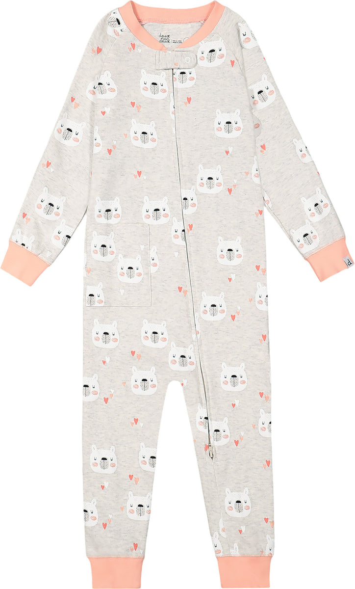 Deux par Deux Organic Cotton Printed Bears One Piece Long Sleeve Pajama ...