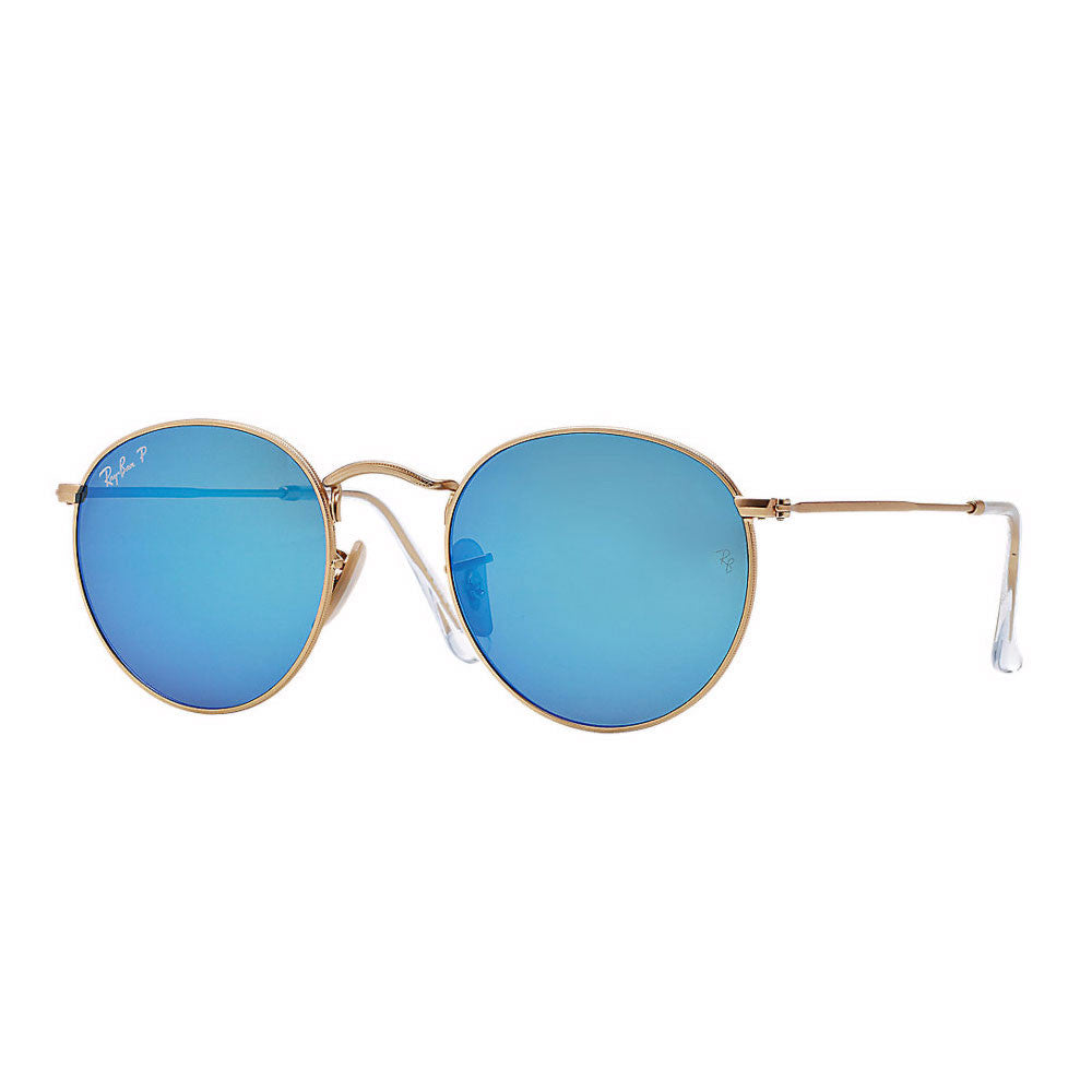 Ray Ban Round Metal - Gold Frame - Polarized Blue Flash Lens | Altitude ...