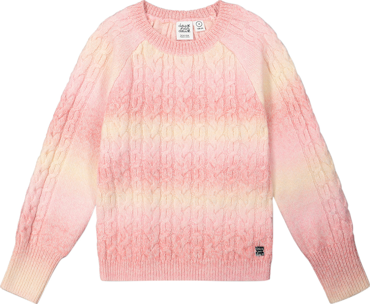 Deux par Deux Pink Gradient Knitted Cable Sweater - Little Girls ...