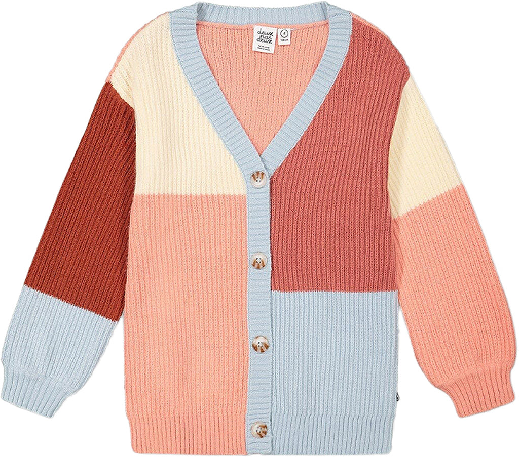 Deux par Deux Terra Cotta Color Block Knitted Cardigan - Little Girls ...
